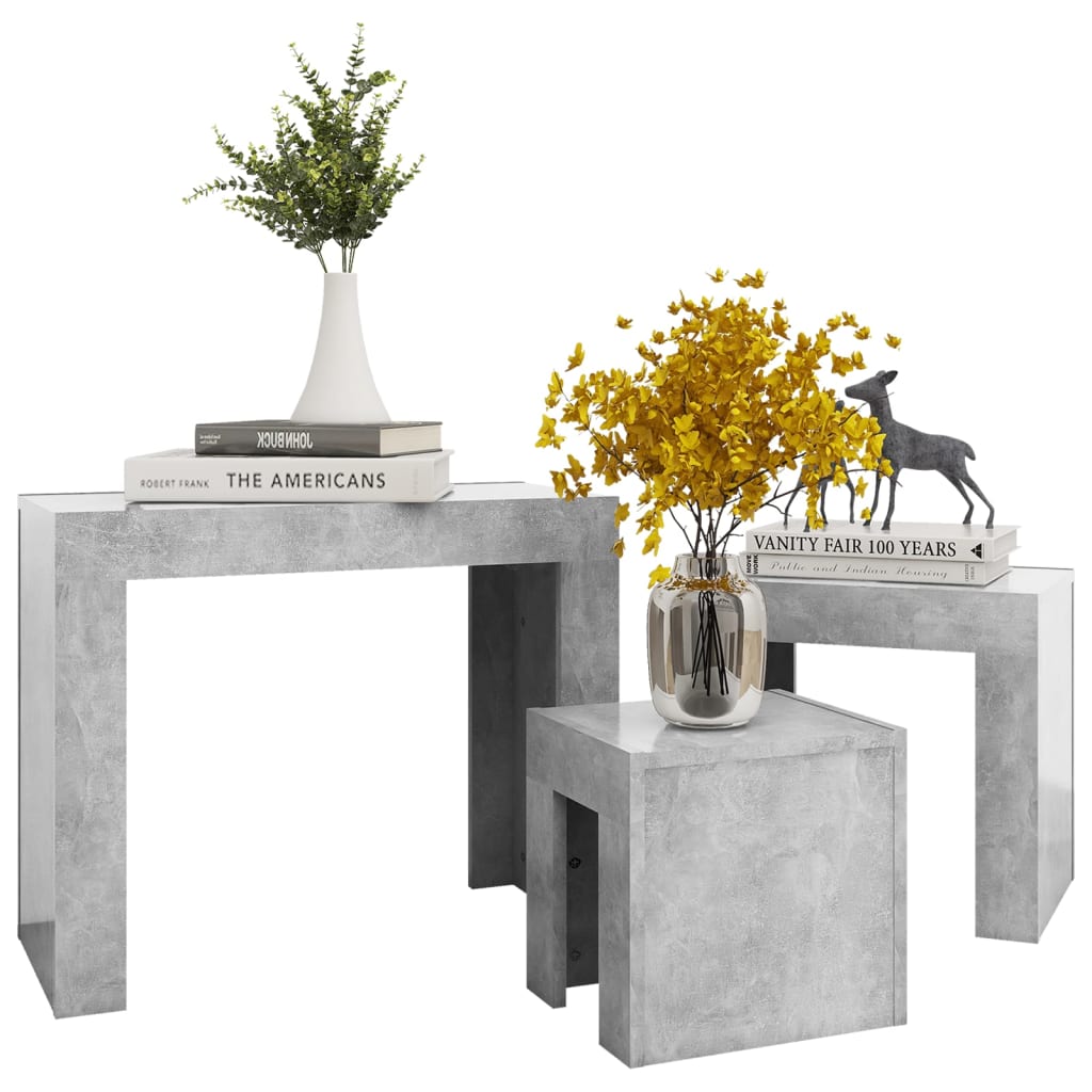Tables basses gigognes 3 pcs Gris béton | LesTendances.fr