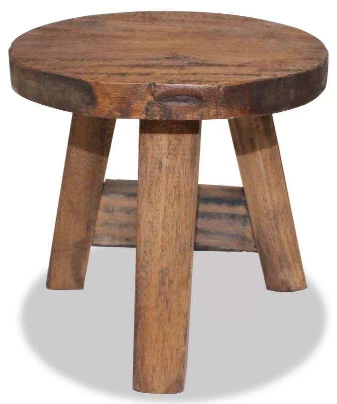 Tabouret bas rond bois massif recyclé clair Indula | LesTendances.fr