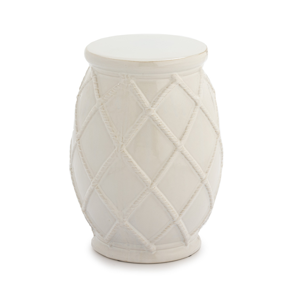 Tabouret bas rond céramique blanc Laizy | LesTendances.fr