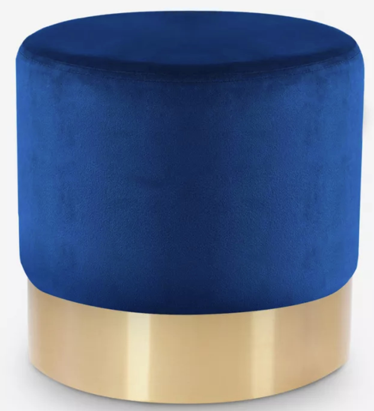 Tabouret bas velours bleu et métal doré Kina | LesTendances.fr