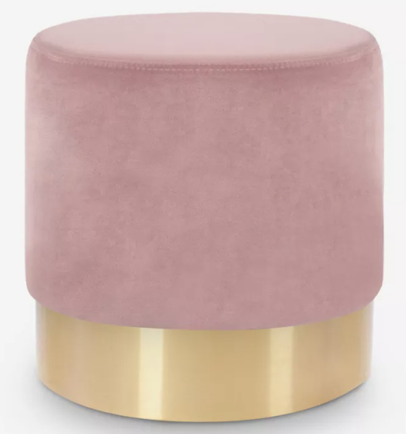 Tabouret bas velours rose clair et métal doré Kina | LesTendances.fr
