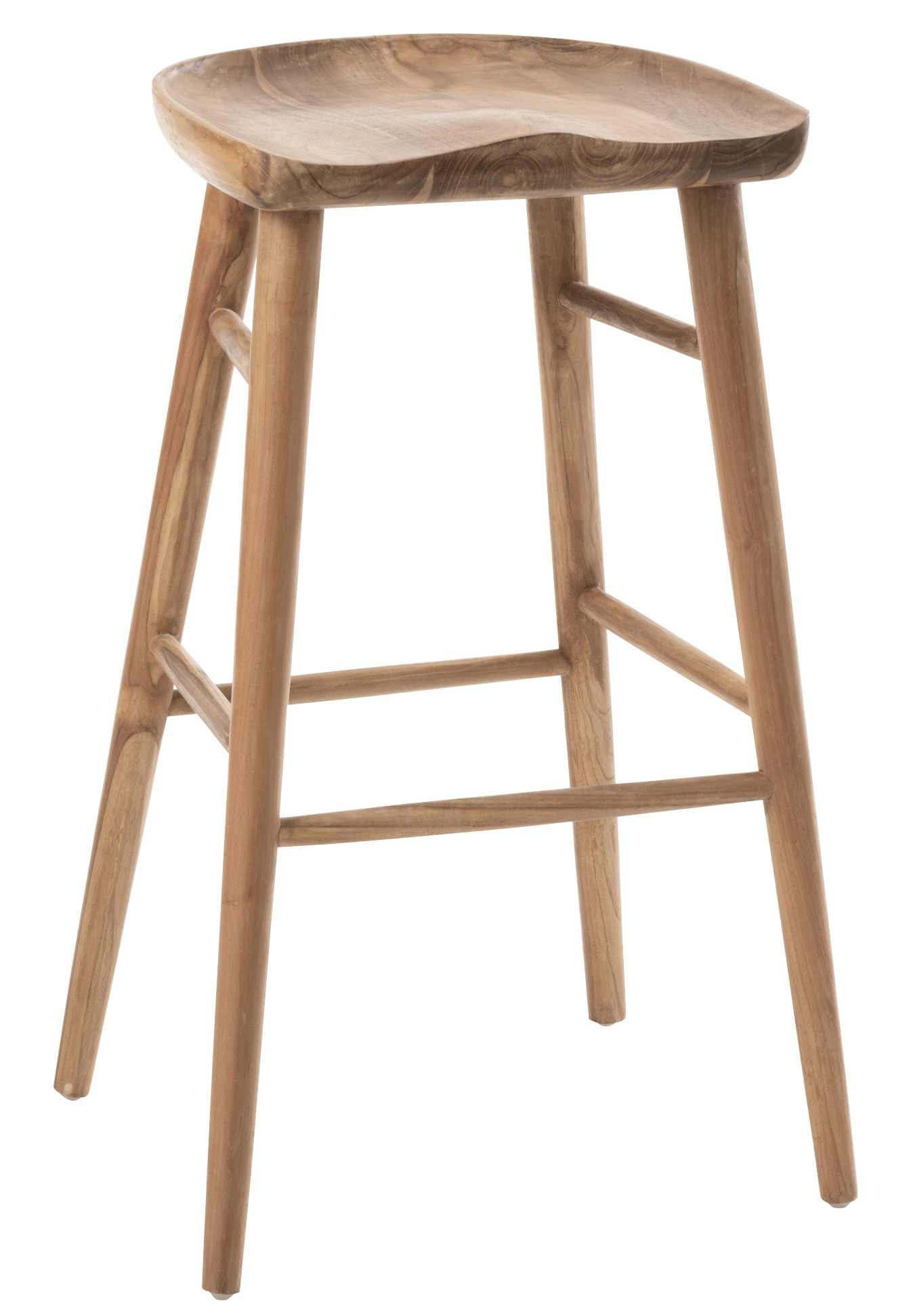 Les Tendances - Tabouret de bar en bois teck naturel Ana H 75.5 cm ...
