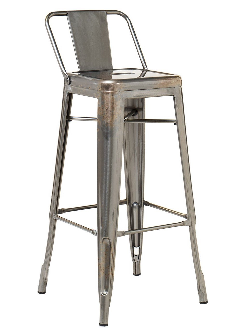 Tabouret industriel avec dossier acier vintage Kibar 76 cm - Haut de ...
