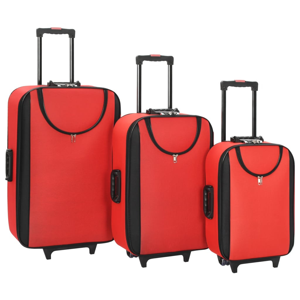 Home - Valises souples 3 pcs Rouge Tissu oxford | LesTendances.fr