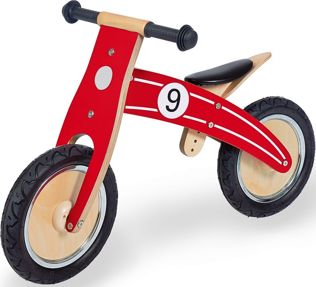 Vélo draisienne enfant bouleau massif clair et rouge Nico | LesTendances.fr