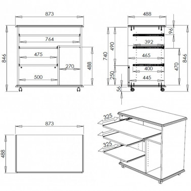 Console informatique à roulette bois merisier Louis | LesTendances.fr